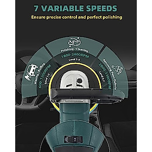 GEVEELIFE Buffer Polisher, 1600W 7 Inch/6 Inch Polisher, 7 Variable Speed 1000-3500 RPM Car Buffer Polisher Waxer with Adjustable Grip, Detachable Handle for Car, Boat Sanding, Polishing, Waxing