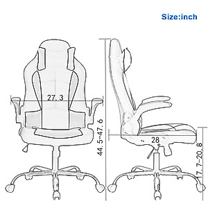 BestOffice PC Gaming Chair Ergonomic Office Chair Desk Chair with Lumbar Support Flip Up Arms Headrest PU Leather Executive High Back Computer Chair for Adults Women Men (Grey)