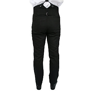 Historical Emporium Men's High Waist 100% Brushed Cotton Trousers 36 Black