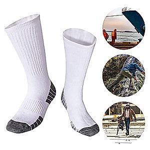 SoxDaddy 10P Pack Men's Cotton Moisture Wicking Cushion Crew Work Socks (US 13-15/Shoe Size 12-15, White3)