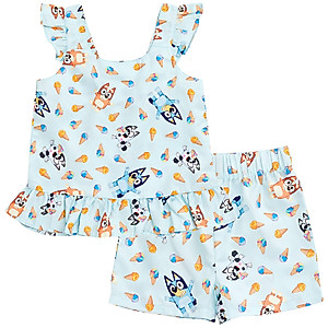Bluey Bingo Muffin Little Girls Matching Family Tank Top and Shorts Outfit Set Girls Shorts Set 7-8