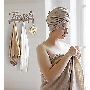 Livelab Towel Rack, Bathroom Towel Racks, 6 Hooks Bronze Towel Holder for Bathroom Wall Mounted Space Saving, Waterproof Rustproof Easy Install Towel Hanger to Hang Your Towels, Robes, Clothing