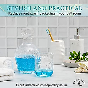 Bedside Water Carafe and Glass Set Vintage Nightstand Glass Carafe with cup to keep you hydrated during the night or popular mouthwash decanter or small water carafe.