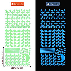 Glow in The Dark Stars Stickers for Ceiling and Wall, 216 Pcs Glowing Stars for Ceiling,Star Wall Decals for Kids Baby Room Birthday Gift