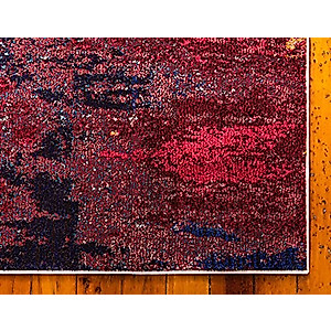 Unique Loom Estrella Collection Abstract, Rustic, Modern, Gradient, Distressed Area Rug (7' 0 x 10' 0 Rectangular, Pink/Navy Blue)