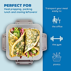 Biosmart Sandwich Container: 2 Pack Reusable, BPA Free Plastic Food Storage with Snap-Off, Leak-Proof Lid