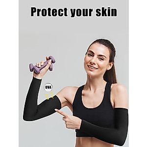 Boao 10 Pairs UV Sun Protection Arm Sleeve for Men Women Work Cooling Compression Tattoo Cover Up Sleeves for Cycling Fishing (Black, Fluorescent Light Green, Orange, Royal Blue, Yellow)