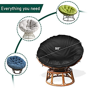 Iceberg Elf Outdoor Papasan Cushion Cover Only,(for 40in-50in Papasan Cushion Cover Waterproof) Black, Zipper Design for Easy Closure and Removal, Silky Smooth Fabric
