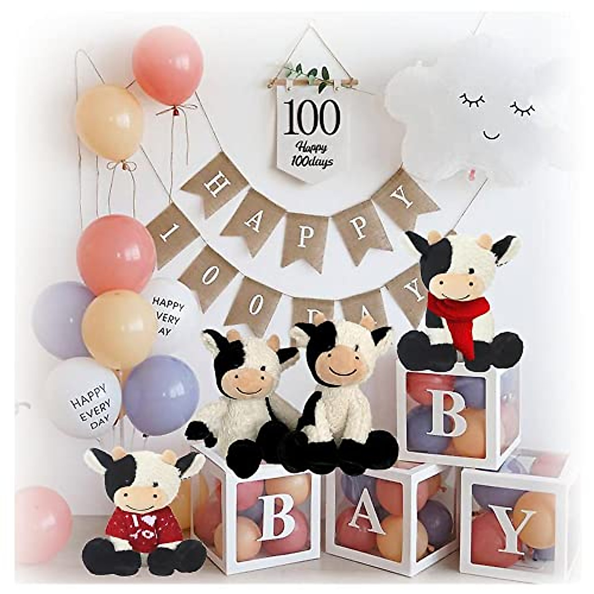 zxmbeddings 11.8" Small Cow Stuffed Animal,Cute Cuddle Cow Plush Party Decor Gifts for Kids