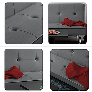 TINKLE WELL Futon Sofa Bed, Convertible Folding SofaBed Breathable Fabric, Ideal for Bedroom, Living Room, Apartment and Office-Compact Design for Spacing Saving