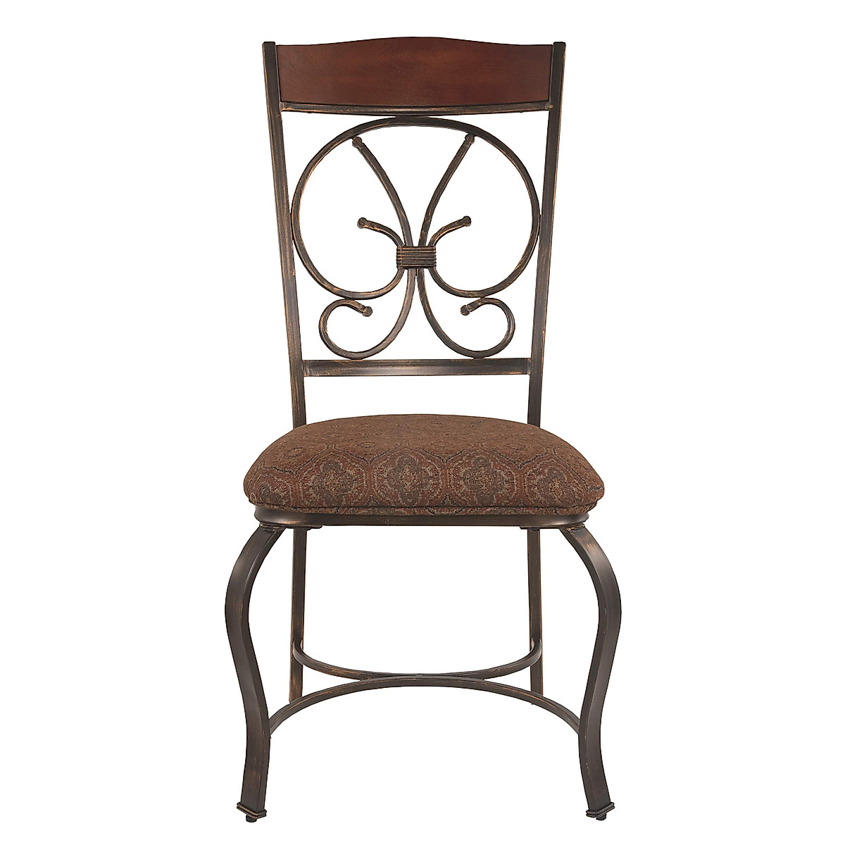 Signature Design by Ashley Glambrey Old World Dining Chair with Cushion, 4 Count,, 23.5"D x 19.75"W x 40.5"H, Brown