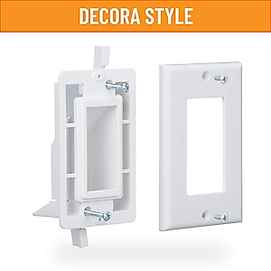 Wi4You Recessed Wall Plate 2 Pack Decotive Cable Wall Plate with Fly Mounting Wings Bottom Opening for Low Voltage Cable Pass Through WI1009-2