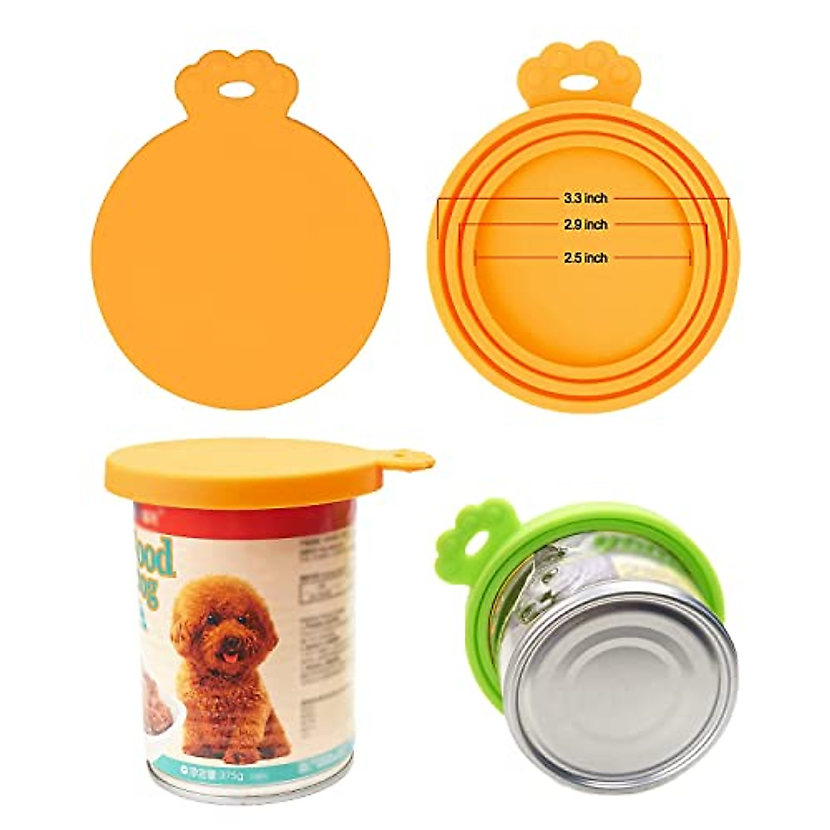 PetBonus Silicone Pet Can Lids, Dog Cat Food Can Cover, Universal Size Can Tops, 1 fit 3 Standard Size Food Cans, BPA Free Dishwasher Safe