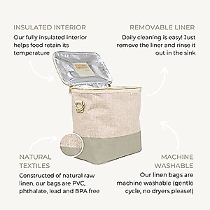 SoYoung Lunch Poche - Adult Lunch, Raw Linen, Eco-Friendly, Modern and Easy to Clean - Linen-Cement