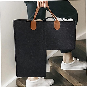 Hibycknl Stair Basket with Handles Black Felt Staircase Baskets Stair Storage Organizer for Wooden Stairs Storage Bins