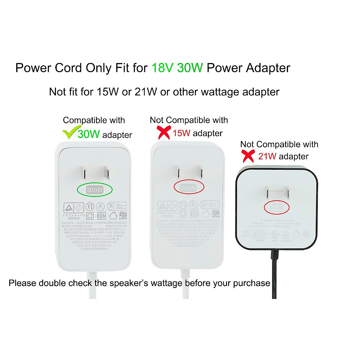 LEFXMOPHY K3V1N9 Power Cord 30W Replacement for C7H6N3 Show 8, Show 15, Show 2nd Gen, Plus 2nd Generation, Show 10 3rd Gen A8H3N2 K3V1NA AC Adapter with 5ft Cable