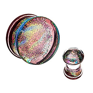 Pierced Owl Purple Multicolor Sparkling Swirl Single Flared Glass Plugs, Sold as a Pair (14mm (9/16"))