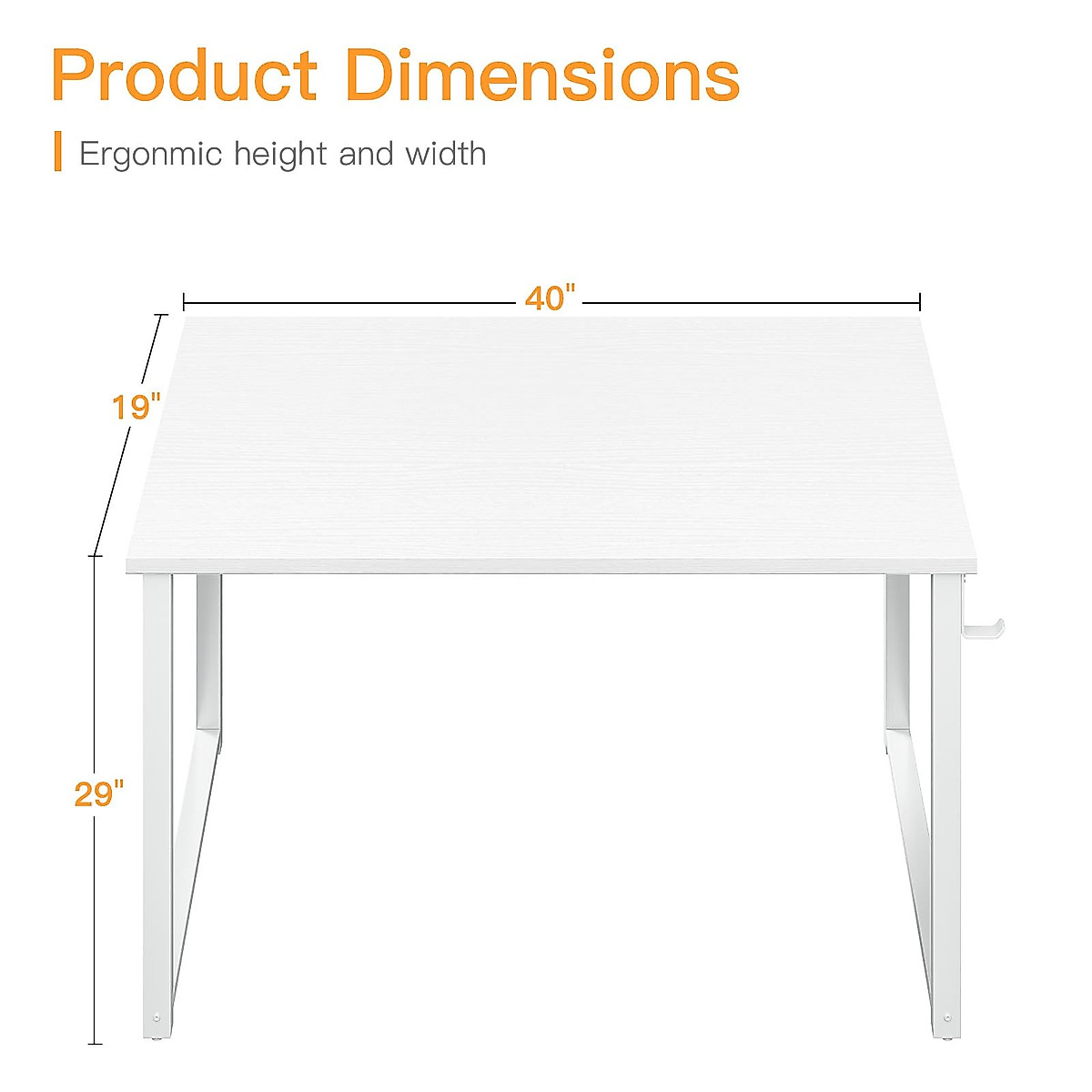 Coleshome 40 Inch Computer Desk, Modern Simple Style Desk for Home Office, Study Student Writing Desk, White
