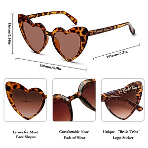 SUNOVELTIES 8 Pack Leopard Heart Sunglasses Bachelorette Party, Wedding Bride Tribe Bridesmaid Sunglasses, Bridal Shower Gift