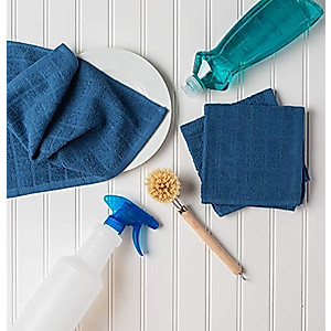 DII Basic Terry Collection Solid Windowpane Dishcloth Set, 12x12, Blue, 6 Piece