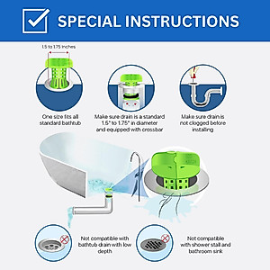 EcoKatch - Ultimate Contactless and Hygienic Bathtub Drain Hair Catcher | Drain Protector | Strainer | Universal Fit for Standard Bathtub with 1.5" to 1.75" Drain (Ice Blue)