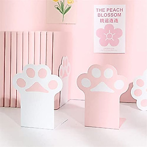 Wonzonewd File Sorters Cute Paw Book Stand Holder Shelf Desktop Bookends for Kid Child Student (Color : Pink)