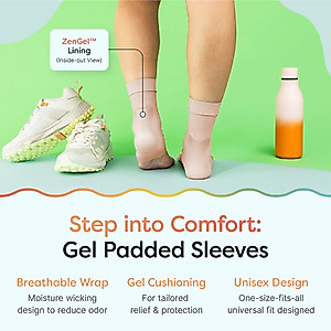 ZenToes Achilles Tendon Support Sleeve, Padded Compression Sleeve for Achilles Tendonitis Relief & Haglunds Heel, Washable Padded Socks & Heel Protectors for Bursitis Relief, 1 Pair