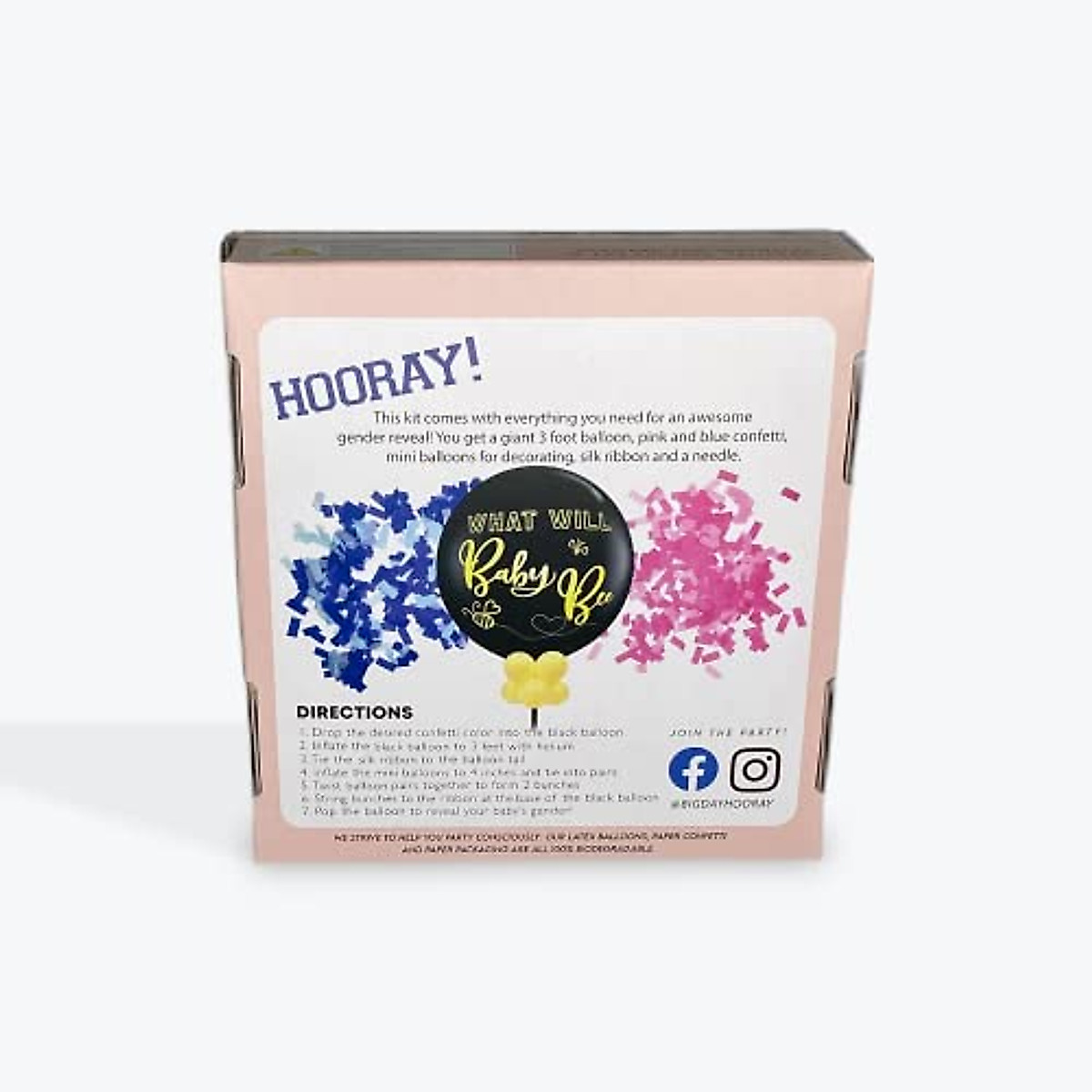 What Will Baby Bee Gender Reveal Balloon - 36" Black Balloon - Pink and Blue Confetti for Boy or Girl - Baby Shower Gender Reveal Party Supplies Decoration Kit