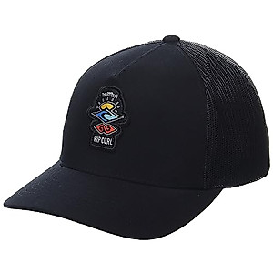 Rip Curl Icons Trucker Hat, Mesh Back Cap Snapback for Men, Adjustable, Eco Black/Red