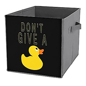 Don't Give Duck Canvas Collapsible Storage Bins Cube Organizer Baskets with Handles for Home Office Car