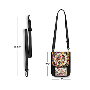 ALAZA Hippie Flowers And Peace Symbol Floral Small Crossbody Wallet Purse Cell Phone Bag Rfid Passport Holder with Credit Card Slots
