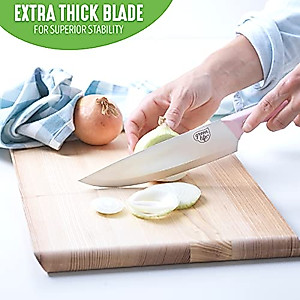 GreenLife High Carbon Stainless Steel 3 Piece Knife Set with Covers, Includes Chef Utility and Pairing, Comfort Grip Handles,Triple Rivet Cutlery, Soft Pink