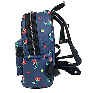Loungefly Disney Little Mermaid Ariel Flounder Sebastian AOP Mini Backpack