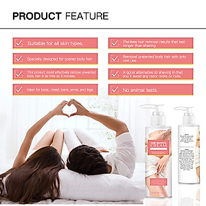 Hair Removal Cream, Lifelj Hair Remover Cream for Women and Men,Depilatory Cream,Hair Inhibitor, Skin Friendly Painless for Face, Arm, Leg, Armpit