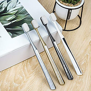 Mcuy Ultra Soft Nano Toothbrush for Sensitive Teeth and Gums Care, Extra Soft Silko Toothbrush for Adults and People with Braces, 4 Count