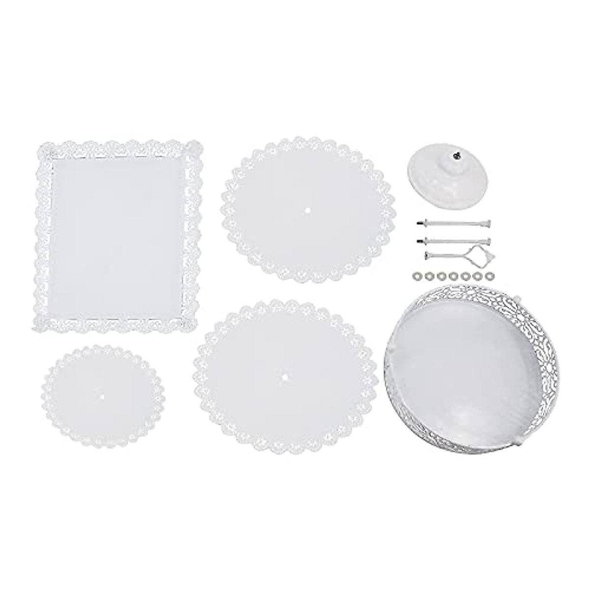 Xeternity-Made XMSound 3 Pieces Cake Stand Set ,White Metal Cupcake Holder Dessert Display Plate ,Decor Serving Platter for Wedding Birthday Parties Celebration