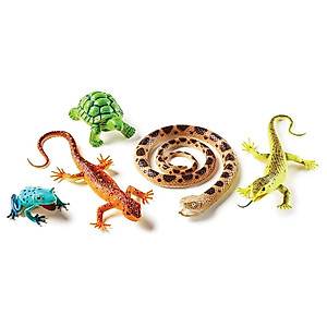 Learning Resources Jumbo Reptiles & Amphibians, Tortoise, Gecko, Snake, Iguana, and Tree Frog, 5 Animals, Ages 3+