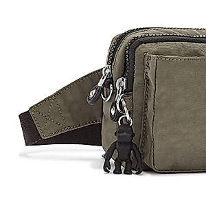 Kipling Women’s Abanu Crossbody Bag, Lightweight, Adjustable Nylon Waist Pack with Multi-Compartment Zip Pockets, Green Moss