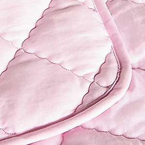 FLXXIE Machine Washable Microfiber Down Alternative Toddler Comforter, Super Soft and Lightweight Kids Crib Quilted Blanket for Stroller, Travel, 39x47 Inches, Pink