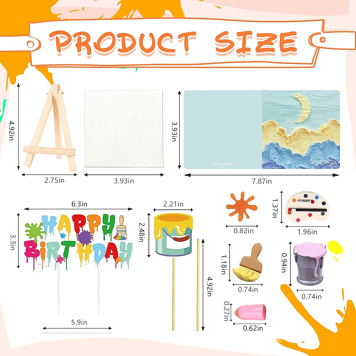 SaSbSc Art Party Cake Decorations with Paint Cupcake Topper Cute Paint Party Supplies Art Themed Birthday Favors for Kid Slime Party Graffiti Artist Birthday Party