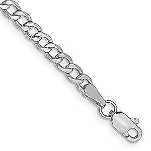 IceCarats 14K White Gold 3.35mm Curb Link Chain Bracelet 7 inch
