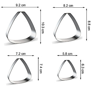 Candy Corn Cookie Cutters Set - 4 Pieces Metal Candy Corn Shapes Fondant Cookie Cutter Biscuit Molds for Fall/Autumn Halloween and Thanksgiving Party Decorations - Stainless Steel Large Small Mini B