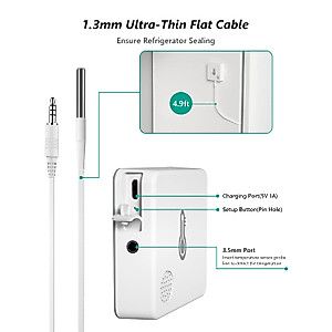 MOCREO ST5 Wireless Thermometer Freezer Alarm, Required Hub (Not Include), Email Alert, App Notification, Data Logging Export, No Subscription Fee, for Refrigerator, Freezer, Hot Tub
