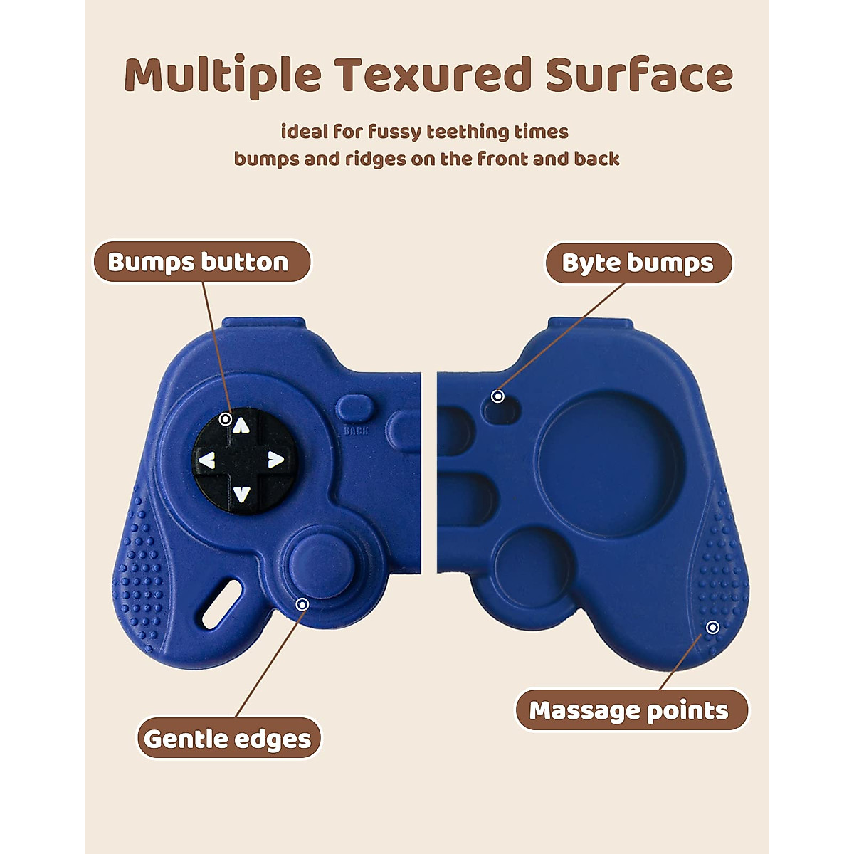 2 Packs Baby Teething Toy, Silicone Game Controller Teethers for Babies 6-12 Months, Baby Chew Toys for Sucking Needs, BPA Free