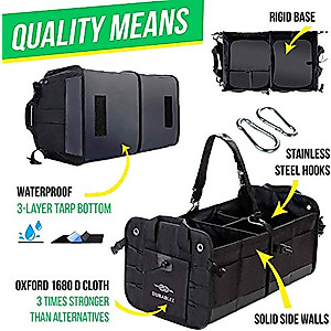 DURABLEZ 4 Compartment Separable Collapsible Car Trunk Storage Organizer for SUV Minivan Truck Sedan - XXL, Black