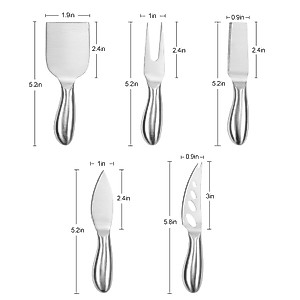 CGGYYZ Cheese Knives Set of 5, Kitchen Gadgets Slicer Cheese Board Charcuterie Accessories for Valentines Day Gifts, Stainless Steel Blade Cheese Knife Set for Charcuterie Boards Cheese Cutter