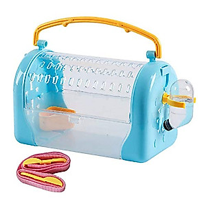 Hamster Cage Travel Carrier Portable Cage with Water Bottle Outgoing Cage and Adjustable Strap Pet Cage for Small Pet Hedgehog Sugar Glider Squirrel Mice.