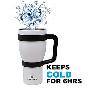 Hydraflow Capri - Triple Wall Vacuum Insulated Water Bottle with Handle (50oz, Powder Aqua) Stainless Steel Metal Thermos, Reusable Leak Proof BPA-FREE for Sports and Travel