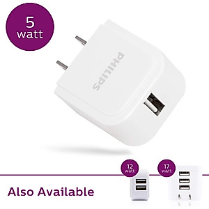 Philips iPhone USB A Wall Charger Block, 5W USB A Charger, Single Port USB A Charging Block for iPhone 14 Series, 13 Series, 12 Series, AirPod Pro, Power Adapter Cube, USB Charger Block, DLP2409/37