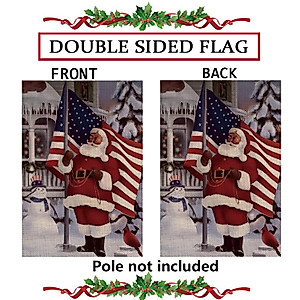 Christmas Garden Flag Santa Claus Cardinal Double Sided Burlap Vertical Rustic Outdoor Decorations Rise the US Flags Merry Christmas Yard Decor 12.5 x 18 Inch